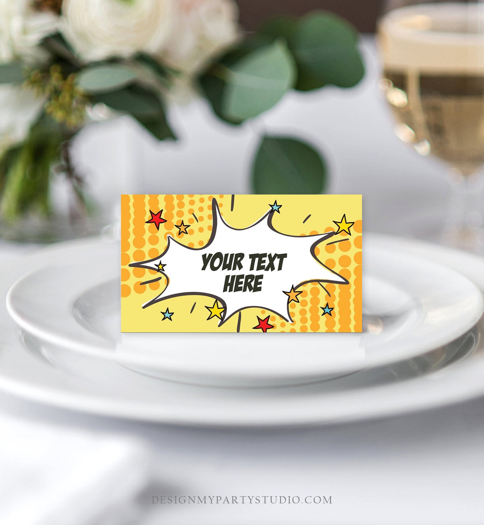 Editable Superhero Food Labels Superhero Folding Buffet Cards Place ...