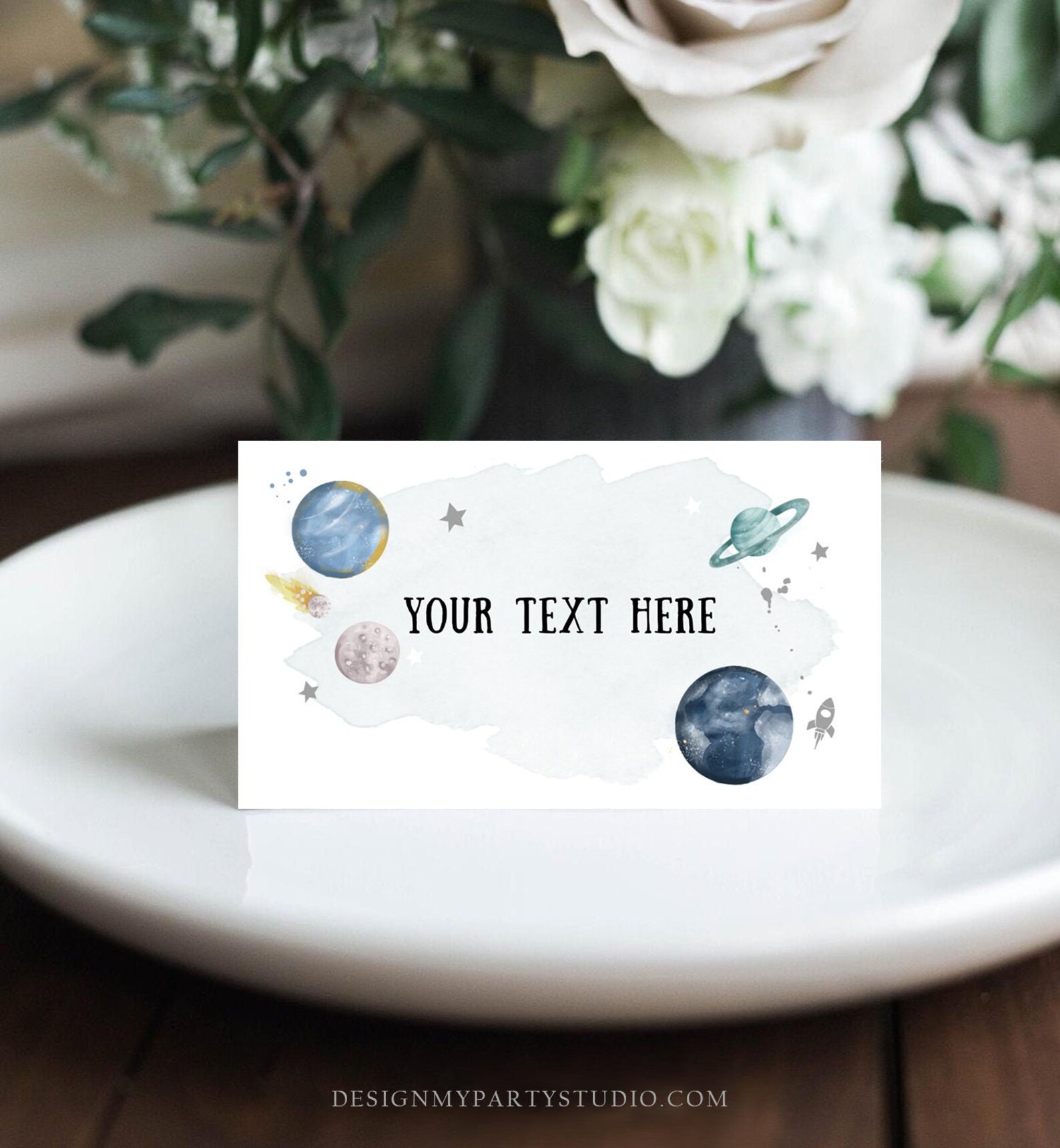 Editable Outer Space Food Label Birthday Galaxy Insert Card Label Place ...