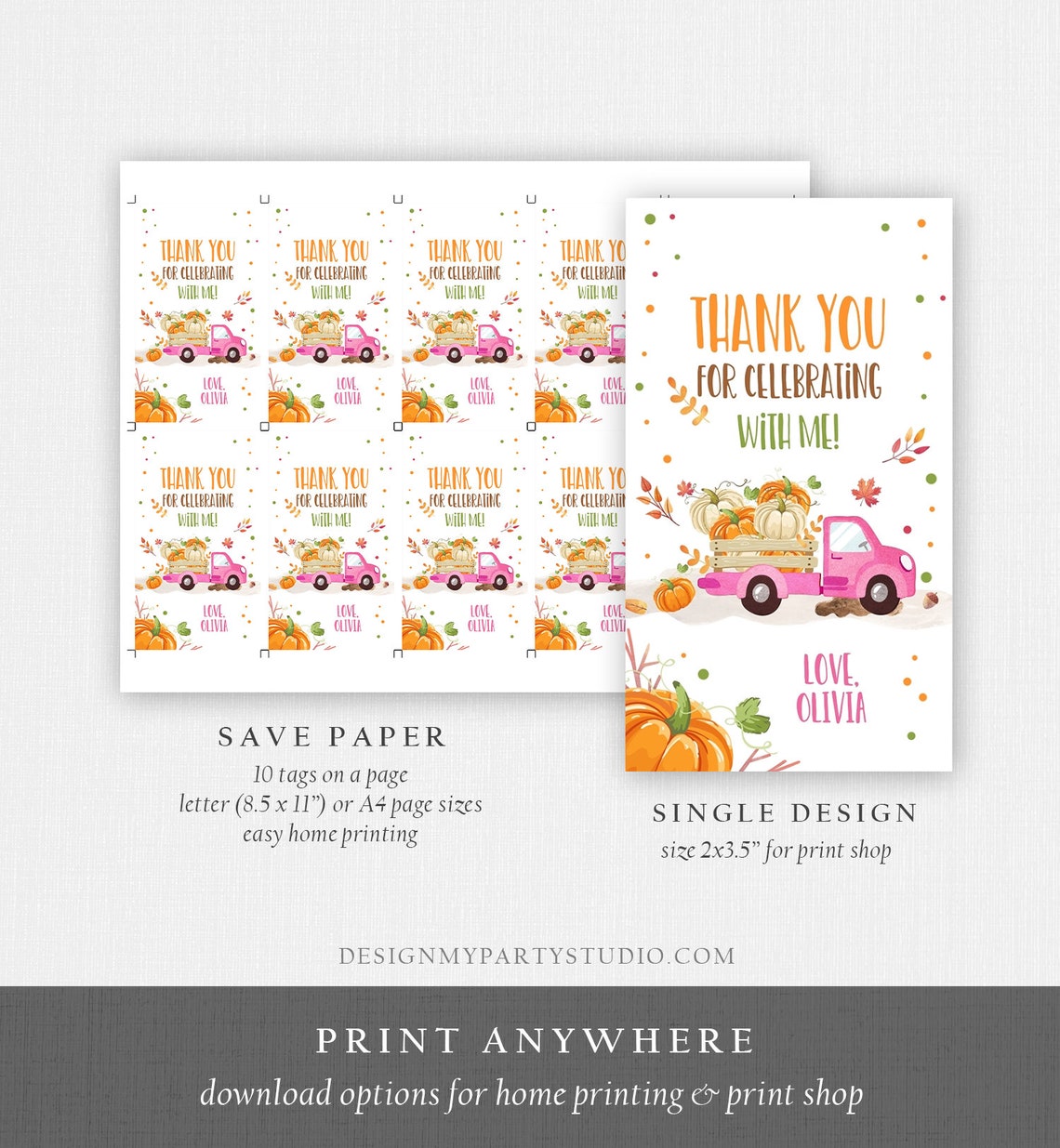 Editable Pumpkin Favor Tags Pumpkin Truck Thank You Tags Fall - Etsy