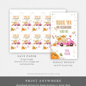 Editable Pumpkin Favor Tags Pumpkin Truck Thank You Tags Fall Autumn ...