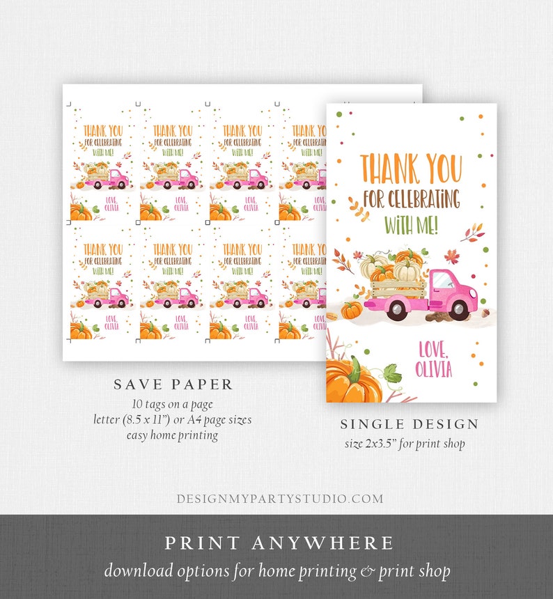Editable Pumpkin Favor Tags Pumpkin Truck Thank You Tags Fall - Etsy