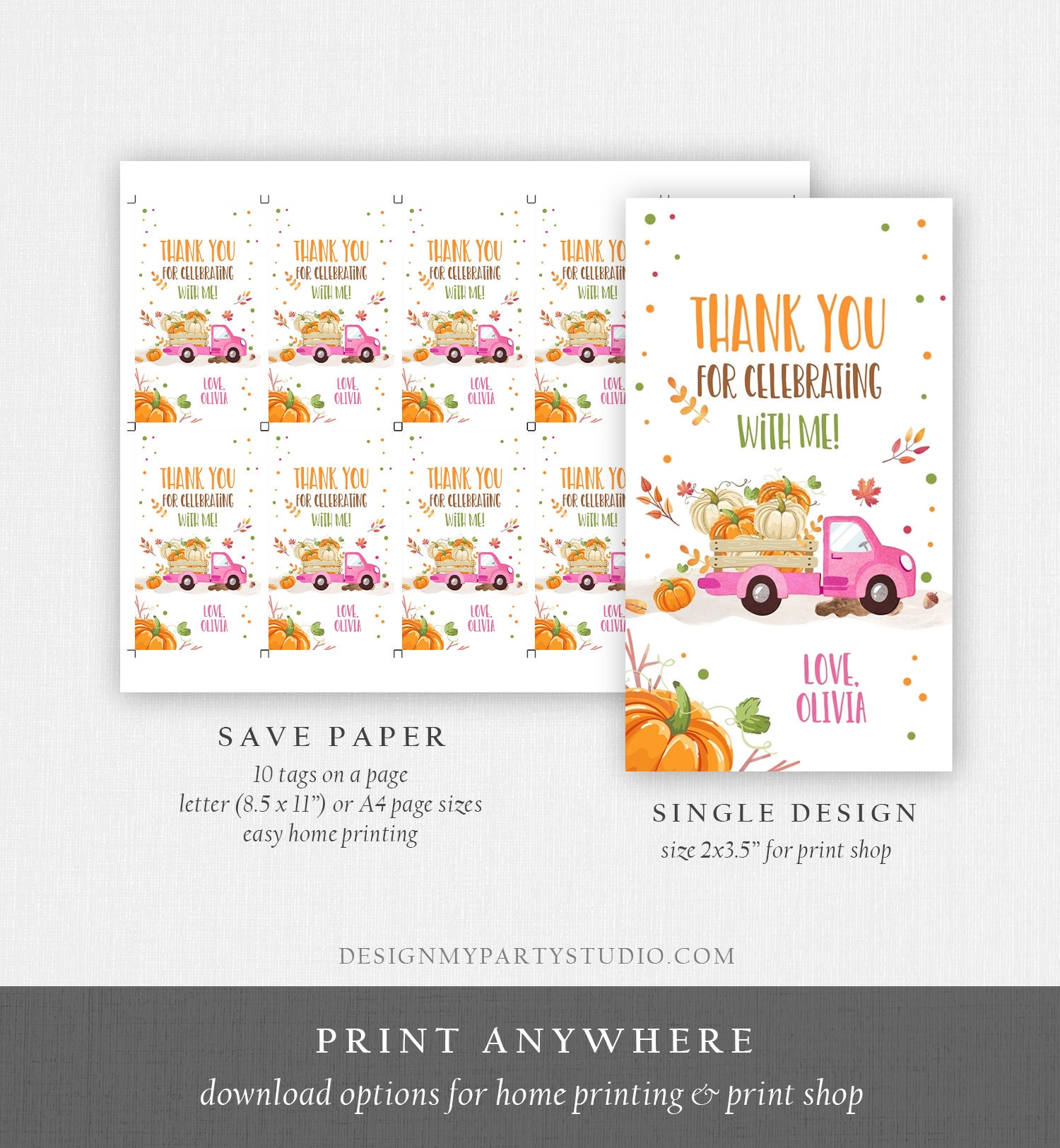 Editable Pumpkin Favor Tags Pumpkin Truck Thank You Tags Fall - Etsy