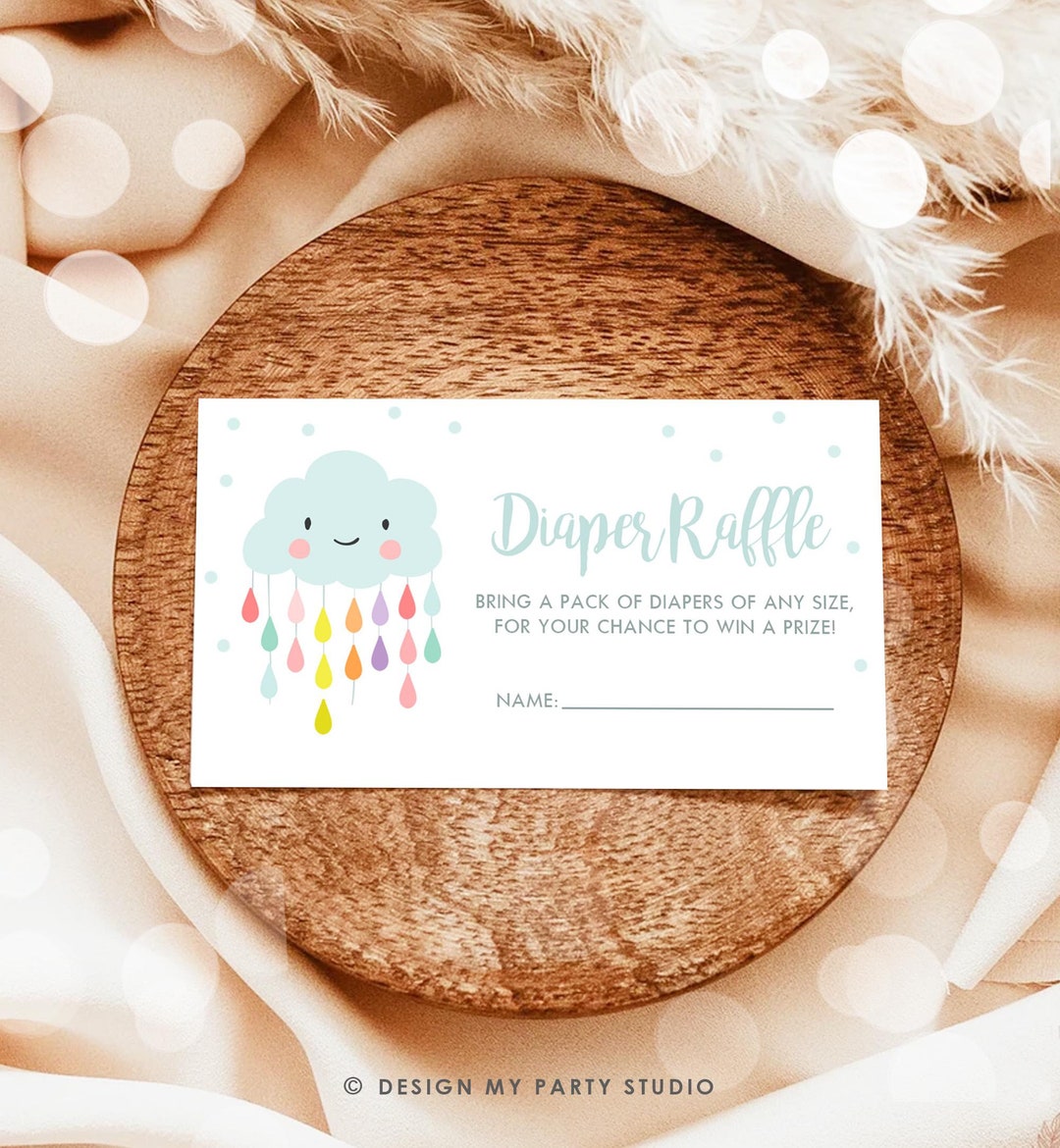 Cloud Diaper Raffle Ticket Baby Shower Rain Cloud Baby Sprinkle Shower ...