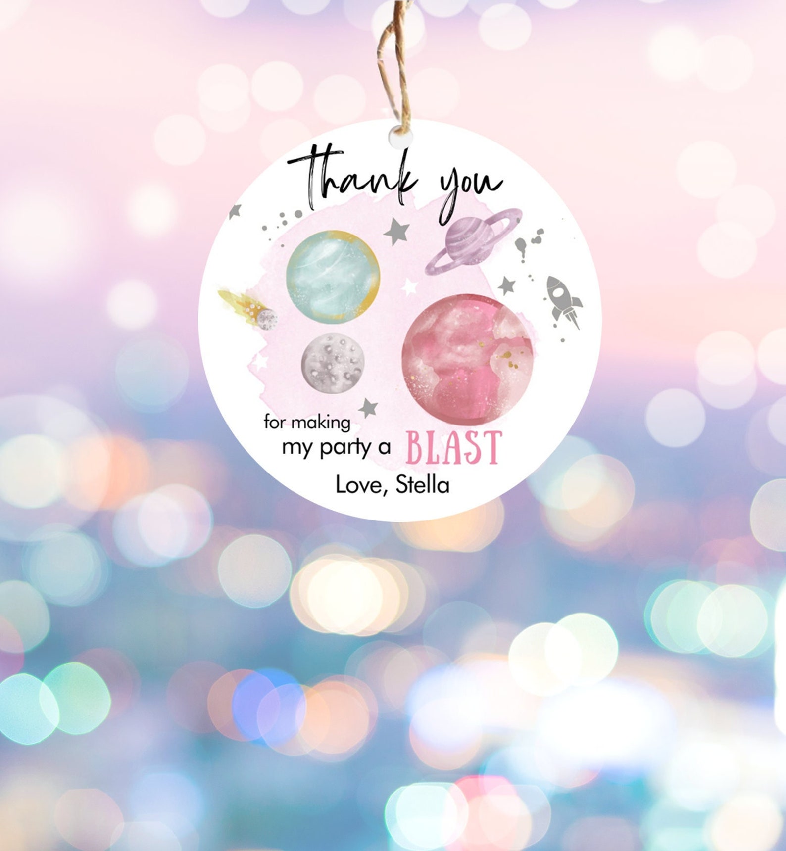 Editable Outer Space Favor Tags Space Birthday Thank You - Etsy