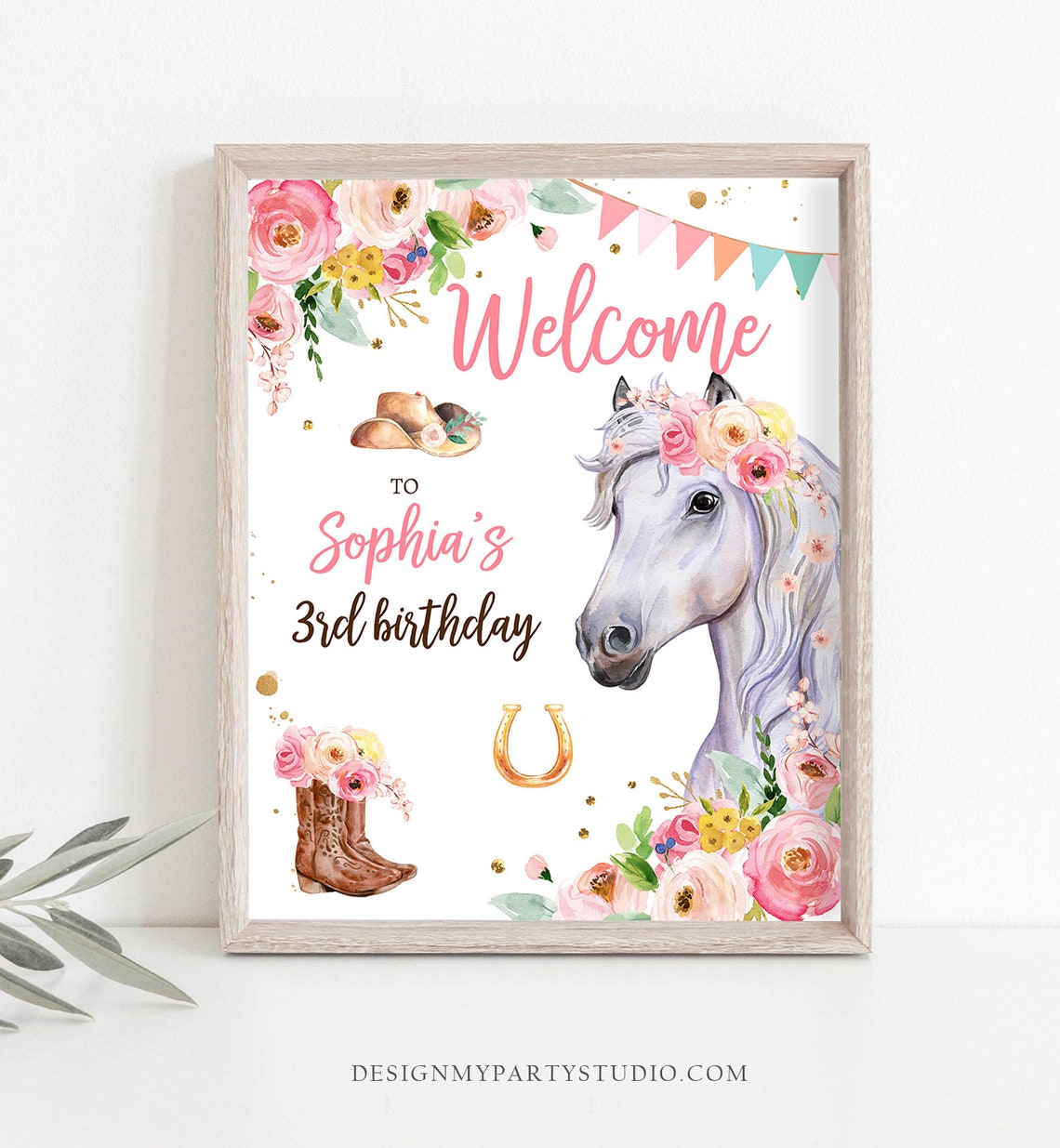 Editable Horse Birthday Welcome Sign Pony Birthday Welcome Sign Cowgirl ...