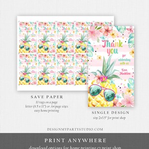 Editable Tropical Aloha Hawaiian Favor Tag Luau Birthday Party ...