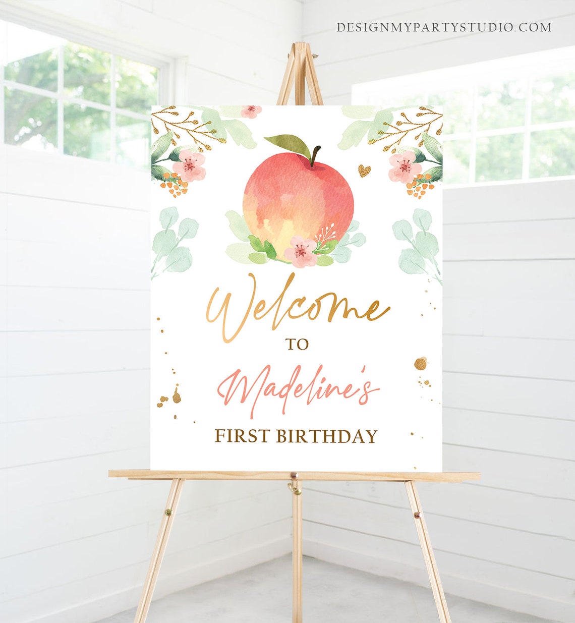Editable Peach Welcome Sign Sweet as a Peach Birthday Sign - Etsy