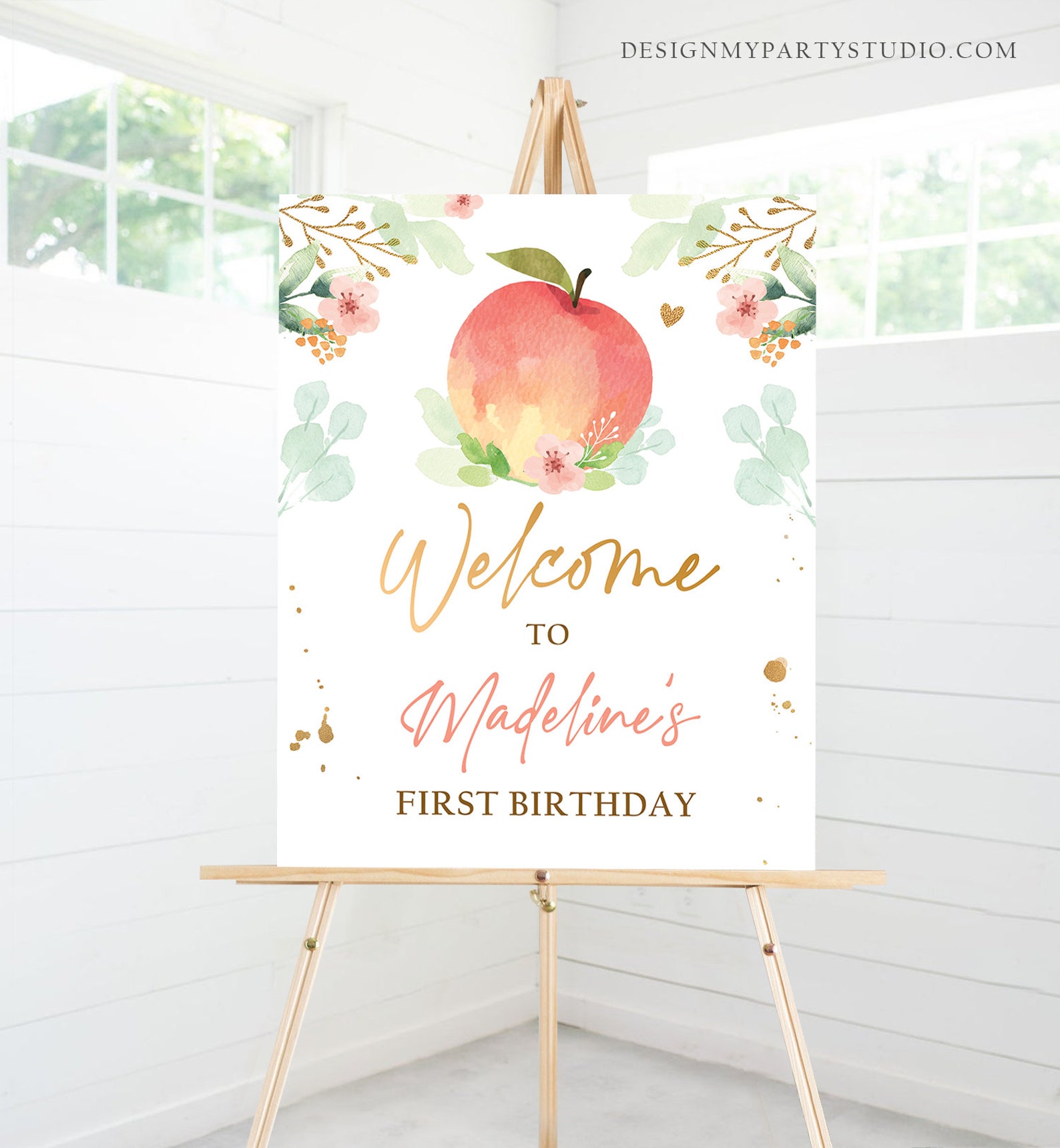 Editable Peach Welcome Sign Sweet as a Peach Birthday Sign - Etsy