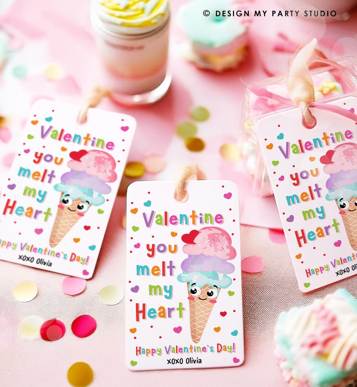 Editable Ice Cream Valentines Day Gift Tag Valentine You Melt My Heart ...