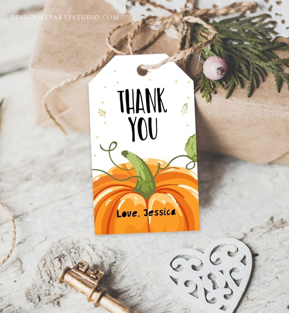 Editable Pumpkin Favor Tags Pumpkin Thank You Birthday Gift Tags Fall ...