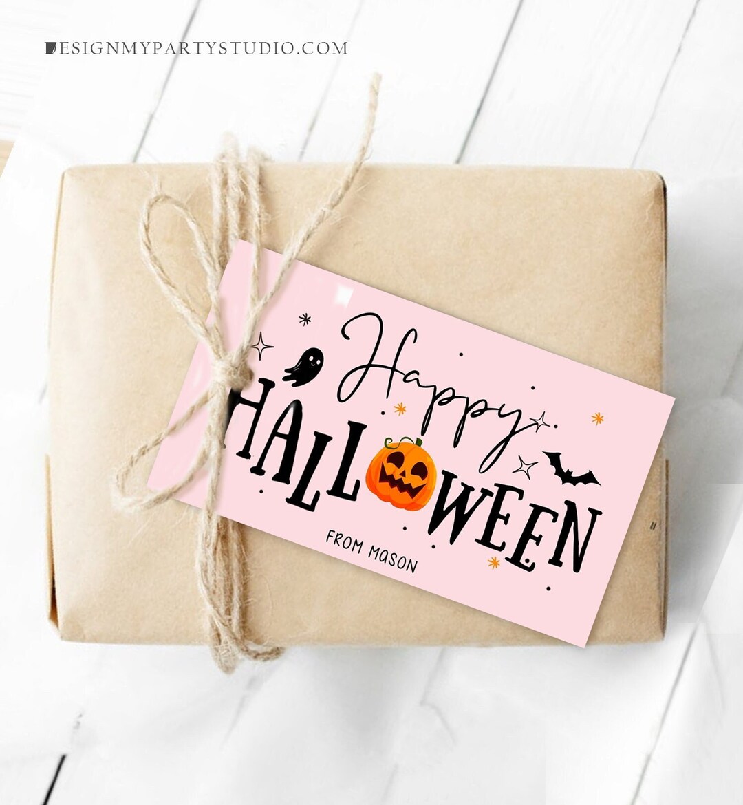 Editable Happy Halloween Gift Tag Trick or Treat Favor Tag Ghost ...