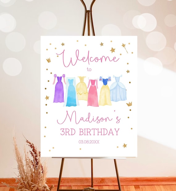 Editable Princess Birthday Welcome Sign Girl Princess Welcome Royal ...
