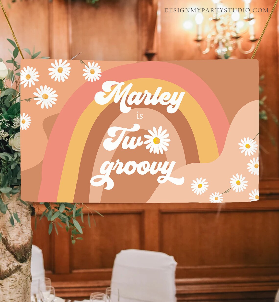 Editable Groovy Birthday Backdrop Two Groovy Birthday Girl - Etsy