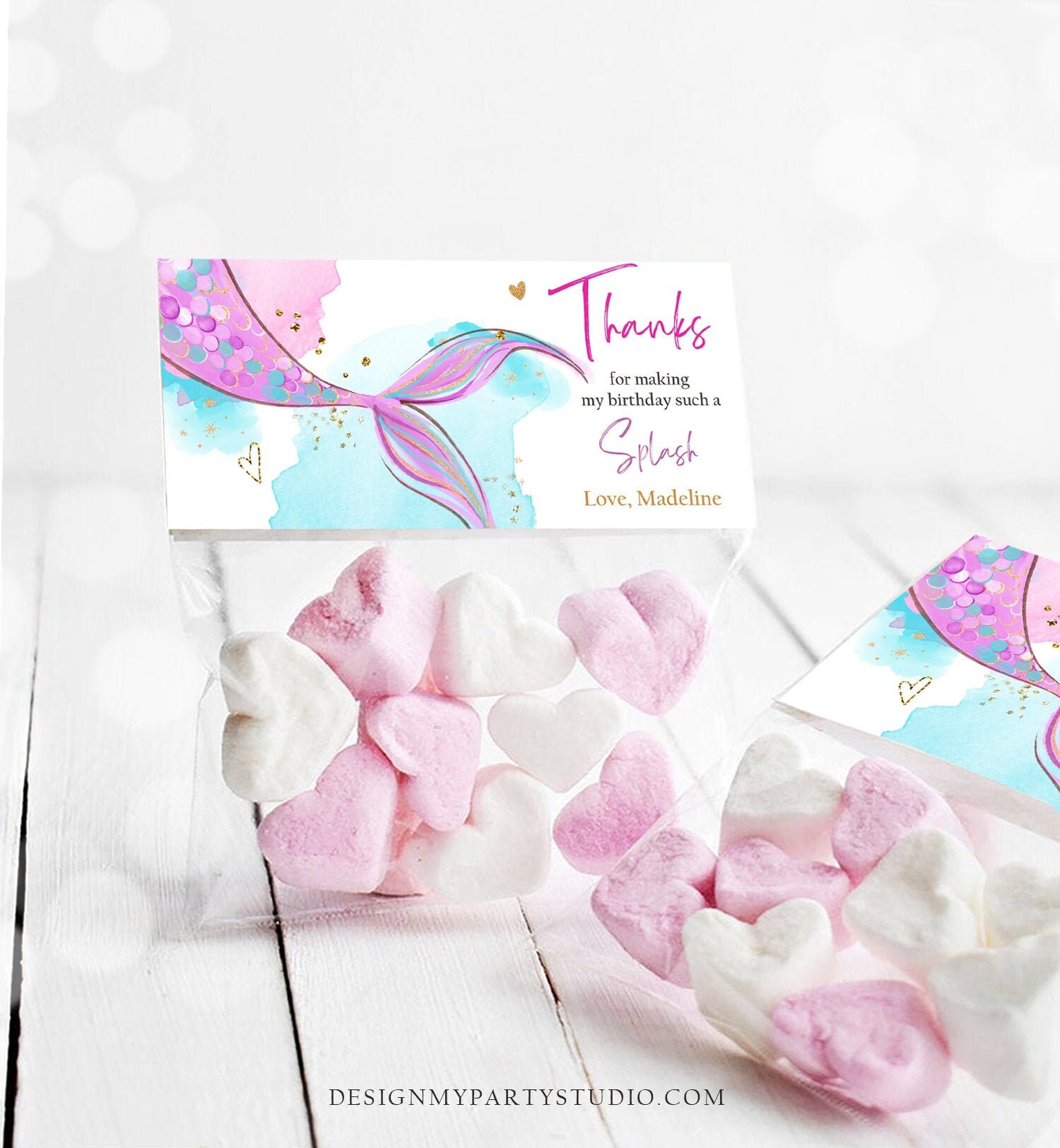 Editable Mermaid Treat Bag Toppers Mermaid Birthday Party Thank You ...