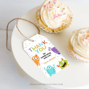Editable Little Monster Favor Tags Monsters Birthday Thank You Tags ...