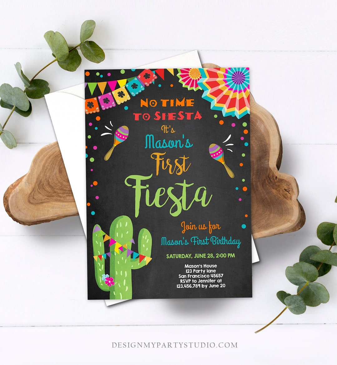 Editable First Fiesta Birthday Invitation Let's Fiesta No - Etsy