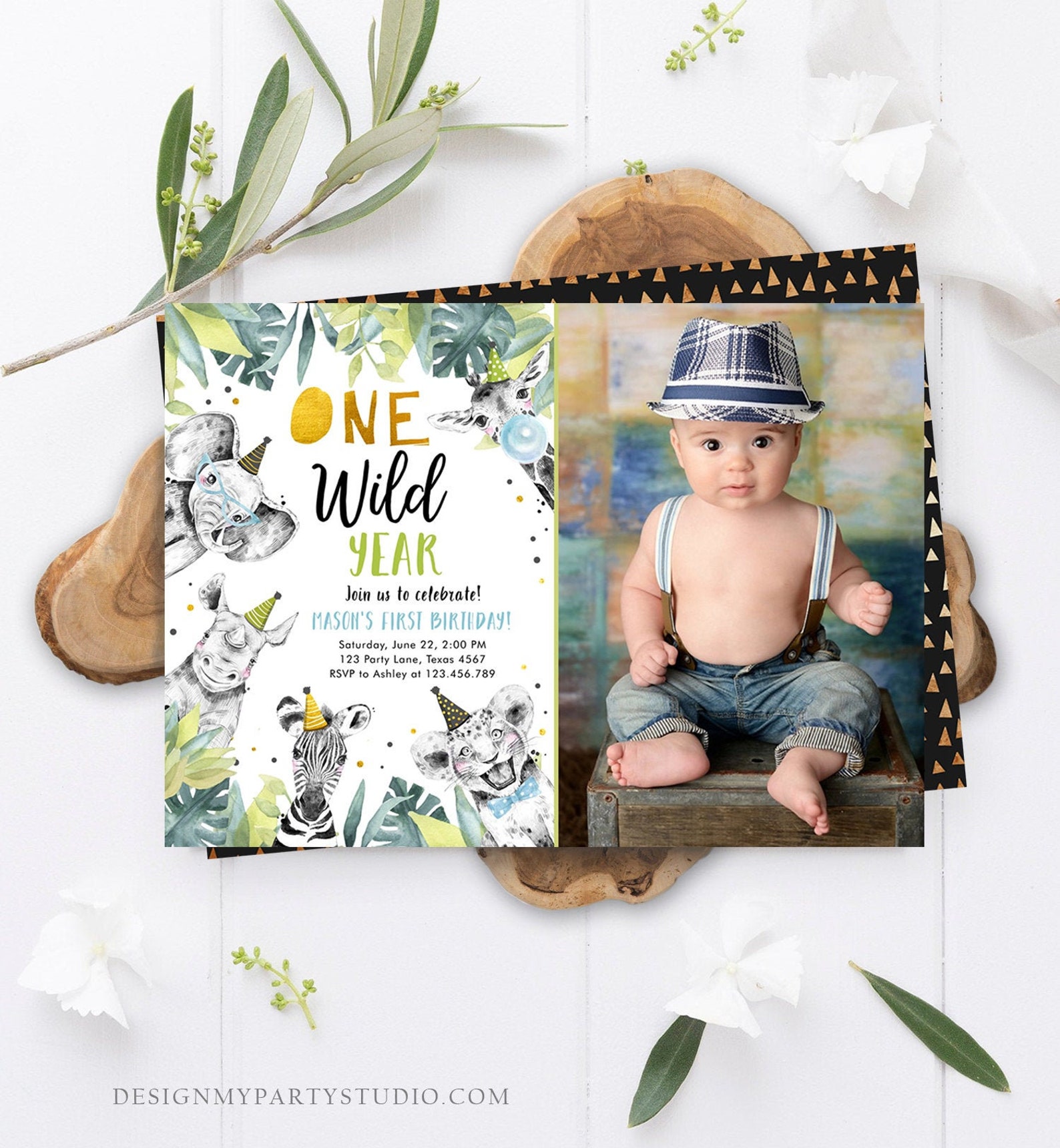 Editable One Wild Year Birthday Invitation Safari Party - Etsy