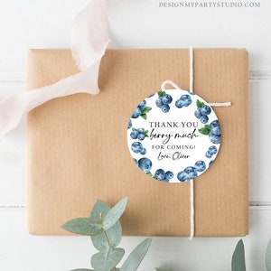 Editable Blueberry Favor Tags Berry First Birthday Thank You Stickers ...