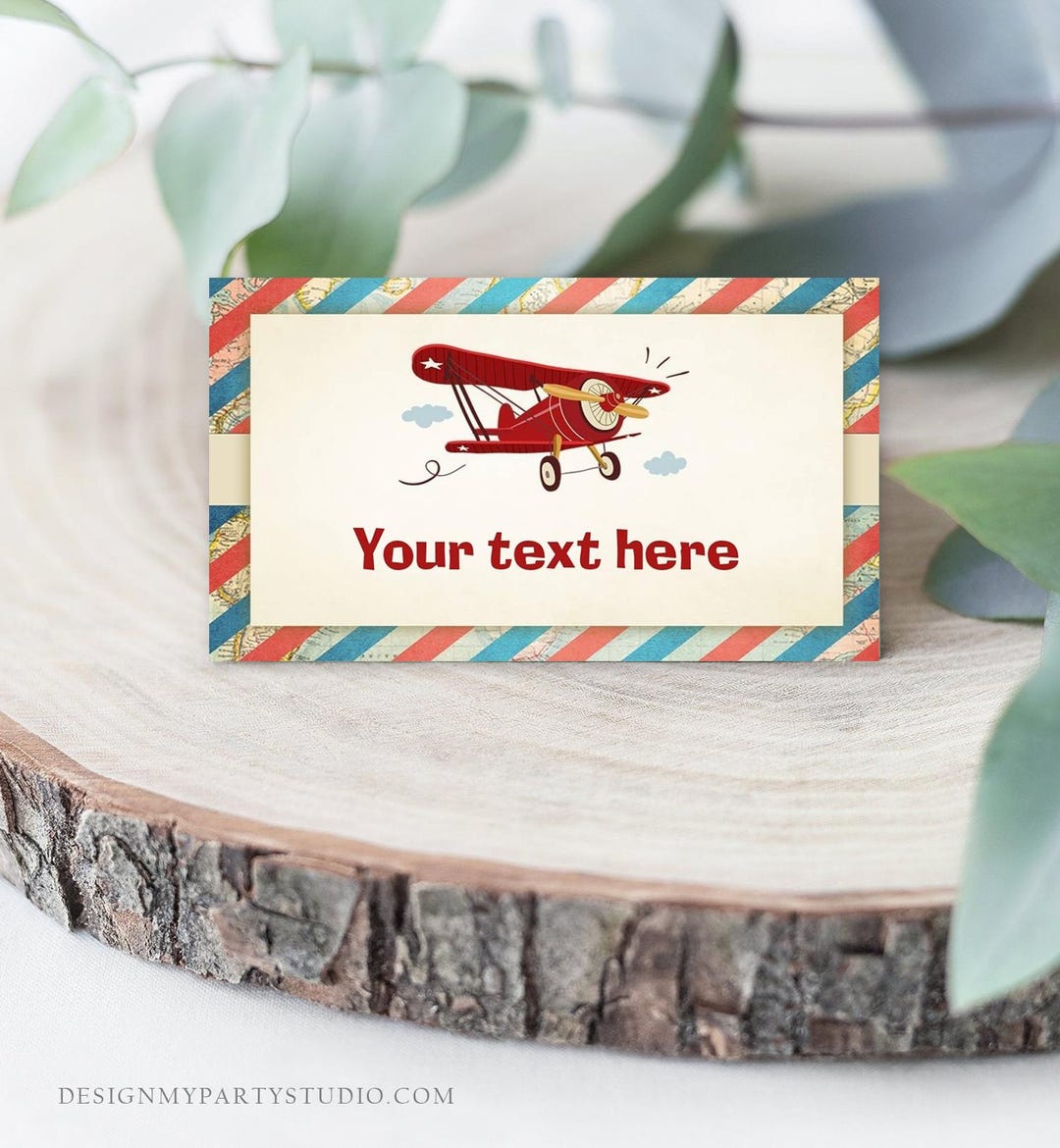 Editable Airplane Food Labels Vintage Airplane Birthday Party Place ...