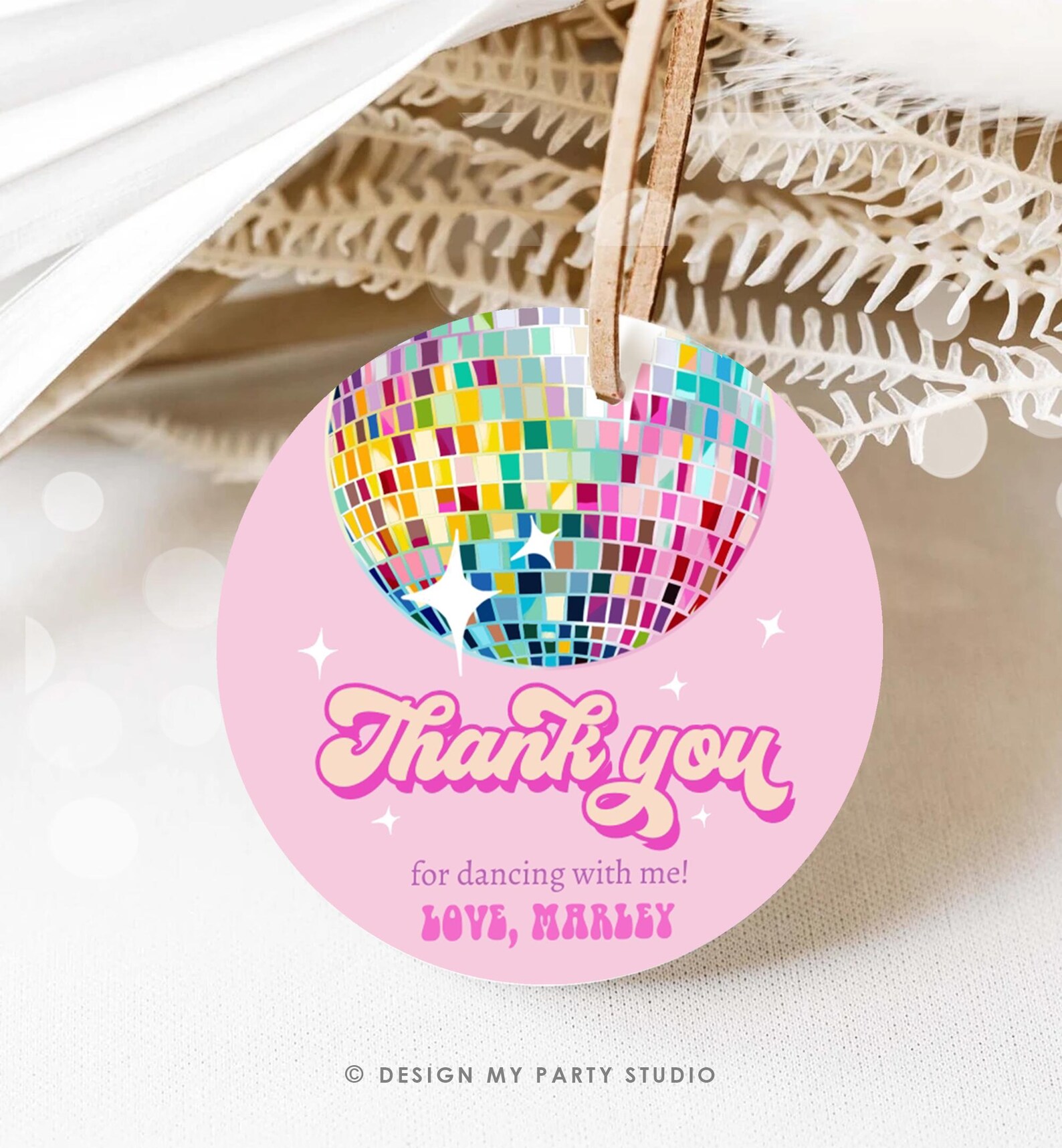 Editable Disco Ball Favor Tag Let's Disco Adult 70s Party Birthday ...