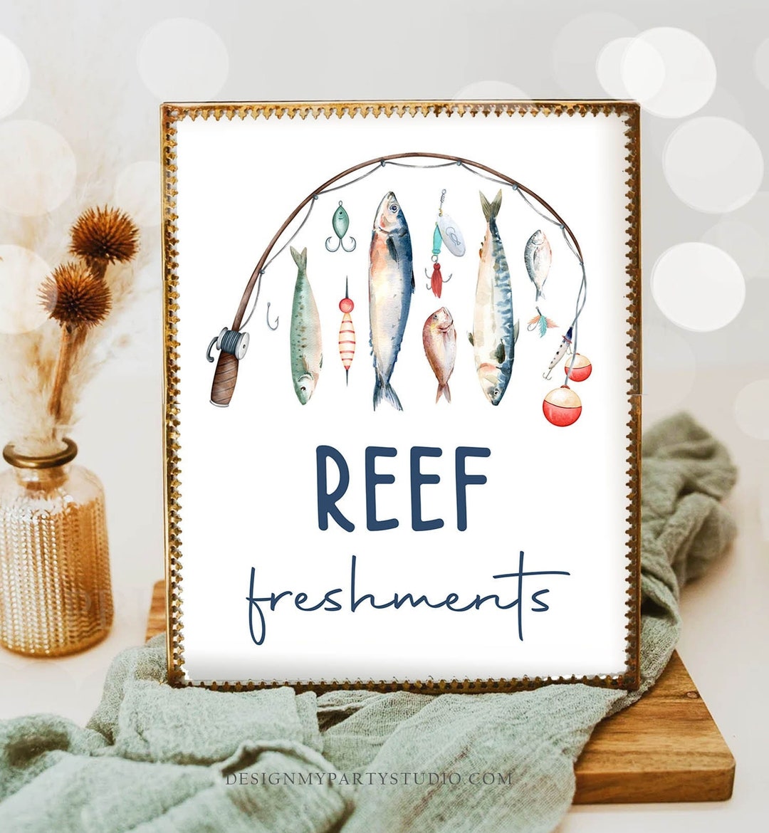 Reef Freshments Sign Fishing Birthday Sign O-fish-ally Reeling in the ...