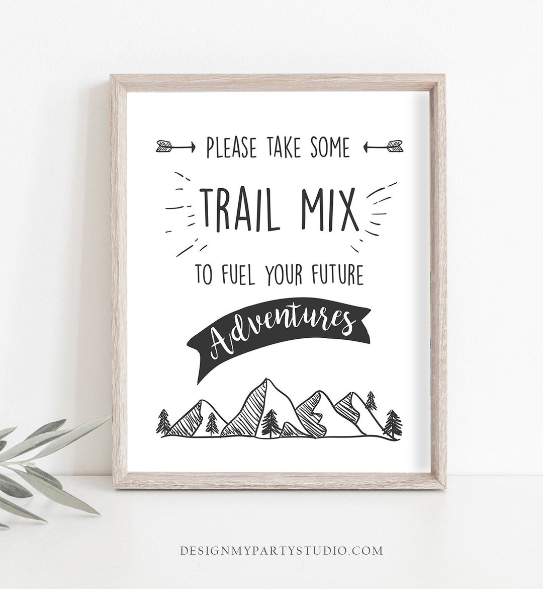 Trail Mix Sign Table Sign Wild One Lumberjack Adventure Mountains ...