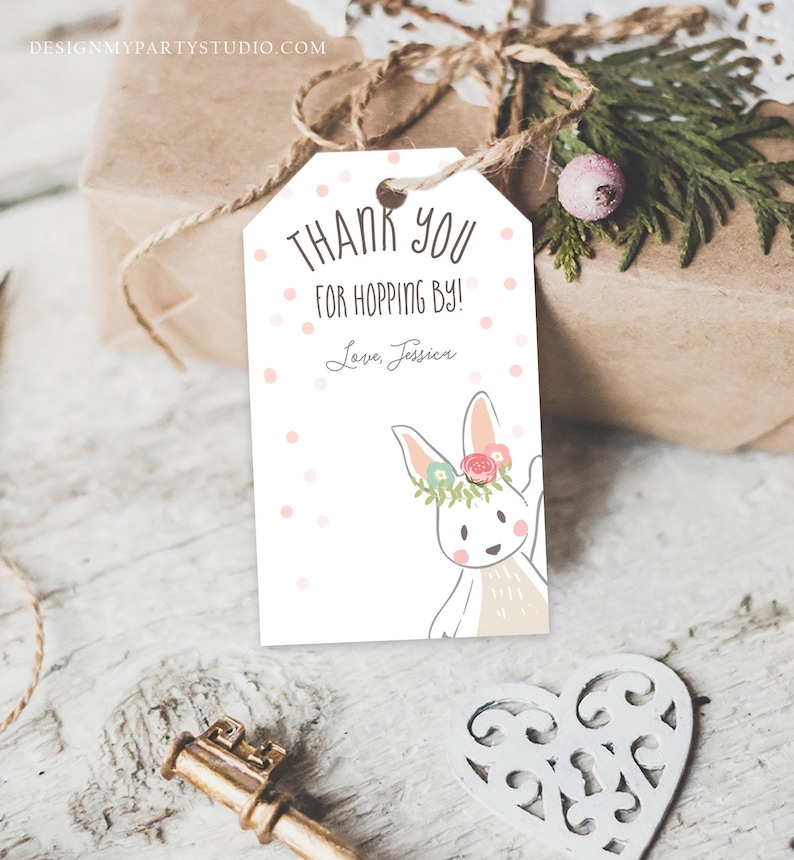 Editable Bunny Favor Tags Birthday Thank You Tag Hopping by - Etsy