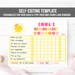 Editable Sunshine Reward Chart for Girls Printable Sunshine Chore Chart ...