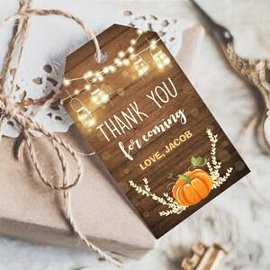 Editable Little Pumpkin Favor Tag Thank You Gift Birthday Baby Shower ...