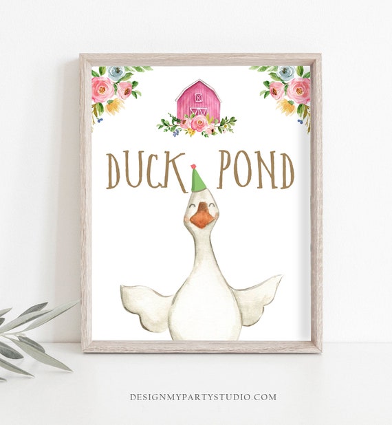 Duck Pond Sign Farm Animals Birthday Decorations Barnyard | Etsy