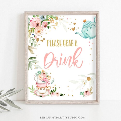 Par-tea Party Sign Tea Birthday Sign Pink Gold Floral Tea - Etsy
