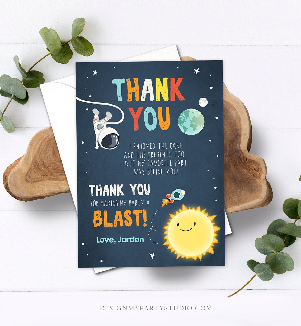 Editable Space Birthday Thank You Card Space Astronaut to the - Etsy