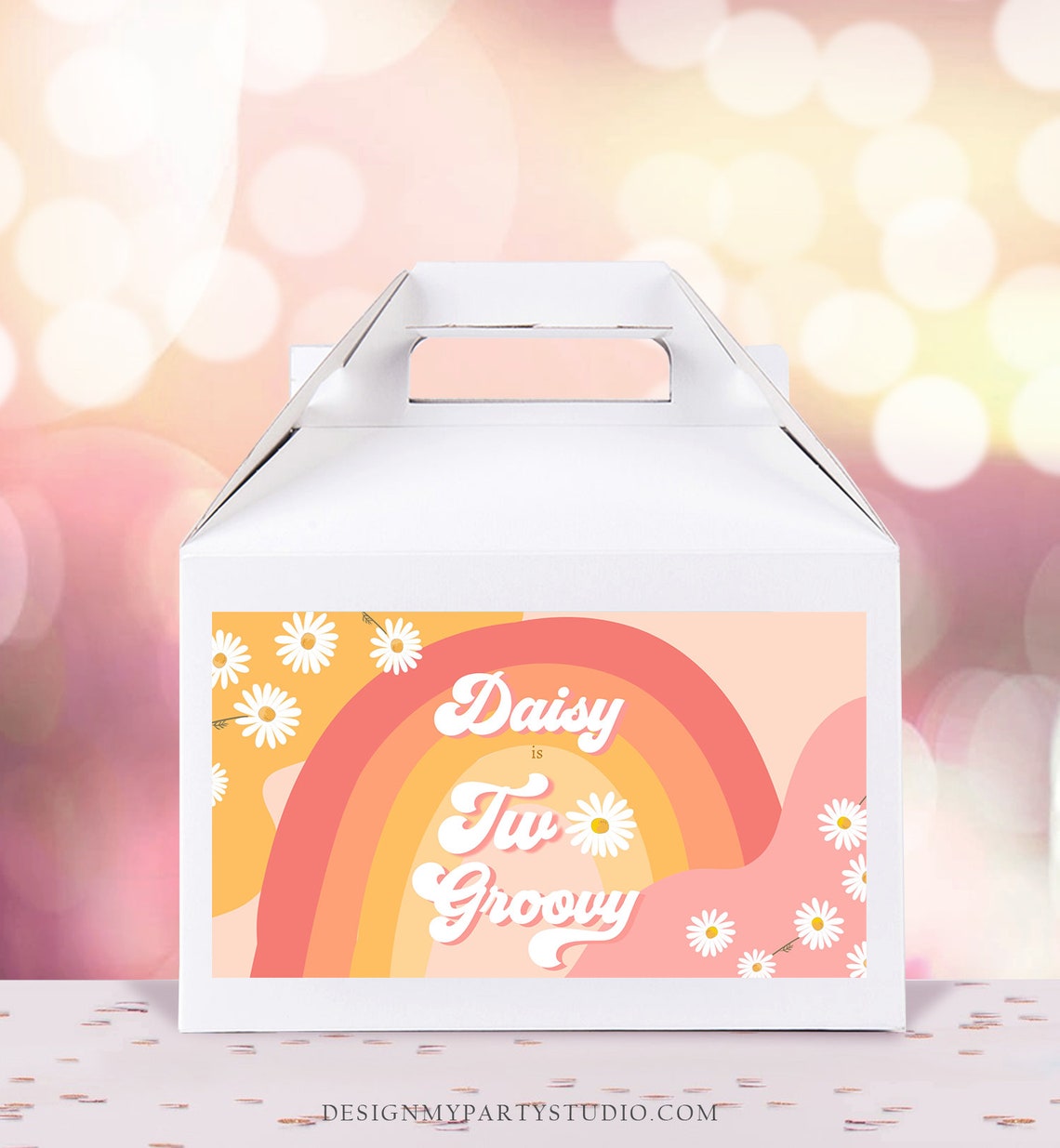 Editable Groovy Birthday Party Gable Box Favor Label Hippie - Etsy