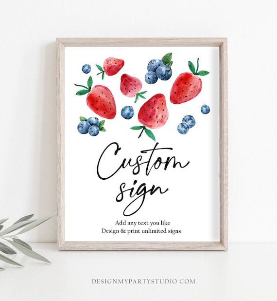 Editable Custom Sign Berry First Birthday Sign Berry Sweet Party Decor ...