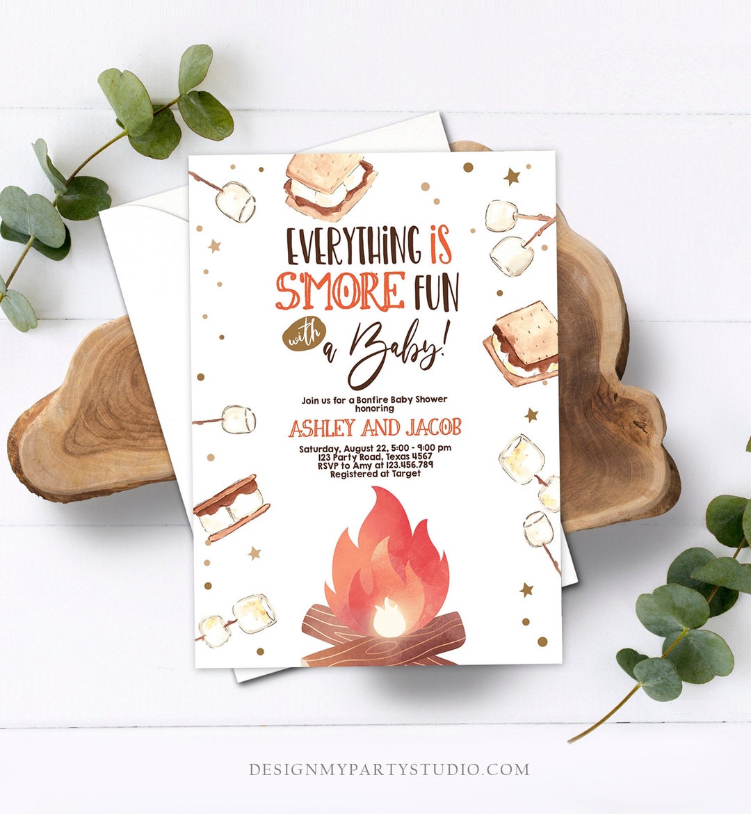 Editable S'more Baby Shower Invitation Bonfire Baby Shower - Etsy