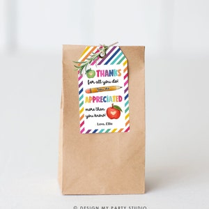 Editable Teacher Appreciation Tag Teacher Tag Thank You Gift Tag End of ...