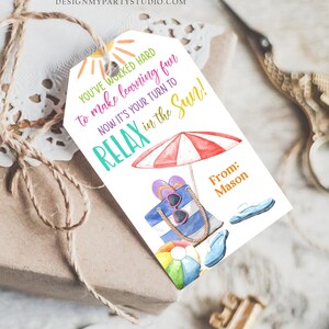 Editable Summer Teacher Appreciation Gift Tag Kids Your Turn to Relax ...