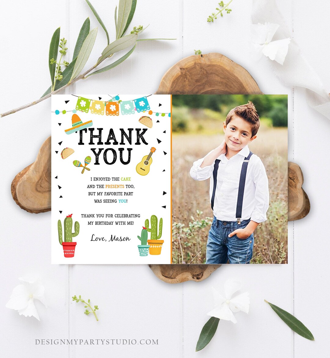 Editable Taco Fiesta Thank You Card Birthday Party Baby Bridal Shower ...