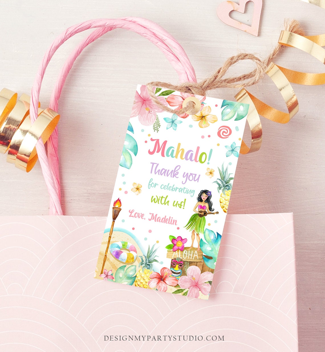 Editable Tropical Aloha Hawaiian Favor Tag Luau Birthday Party - Etsy