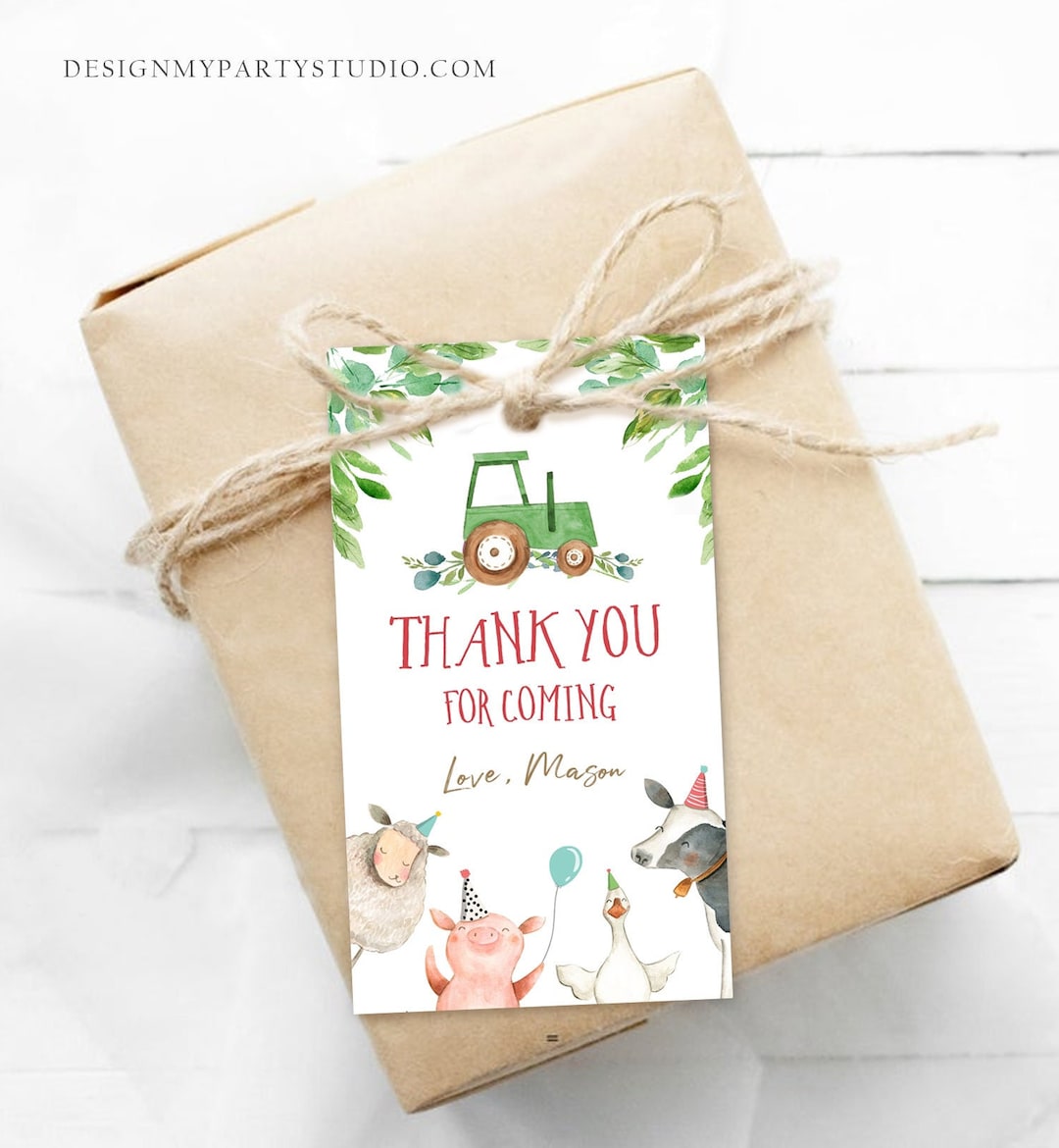 Editable Farm Favor Tags Tags Boy Farm Birthday Thank You Tags Barnyard ...
