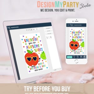 Editable You're Awesome Sauce Valentines Day Gift Tag Applesauce Fruit ...