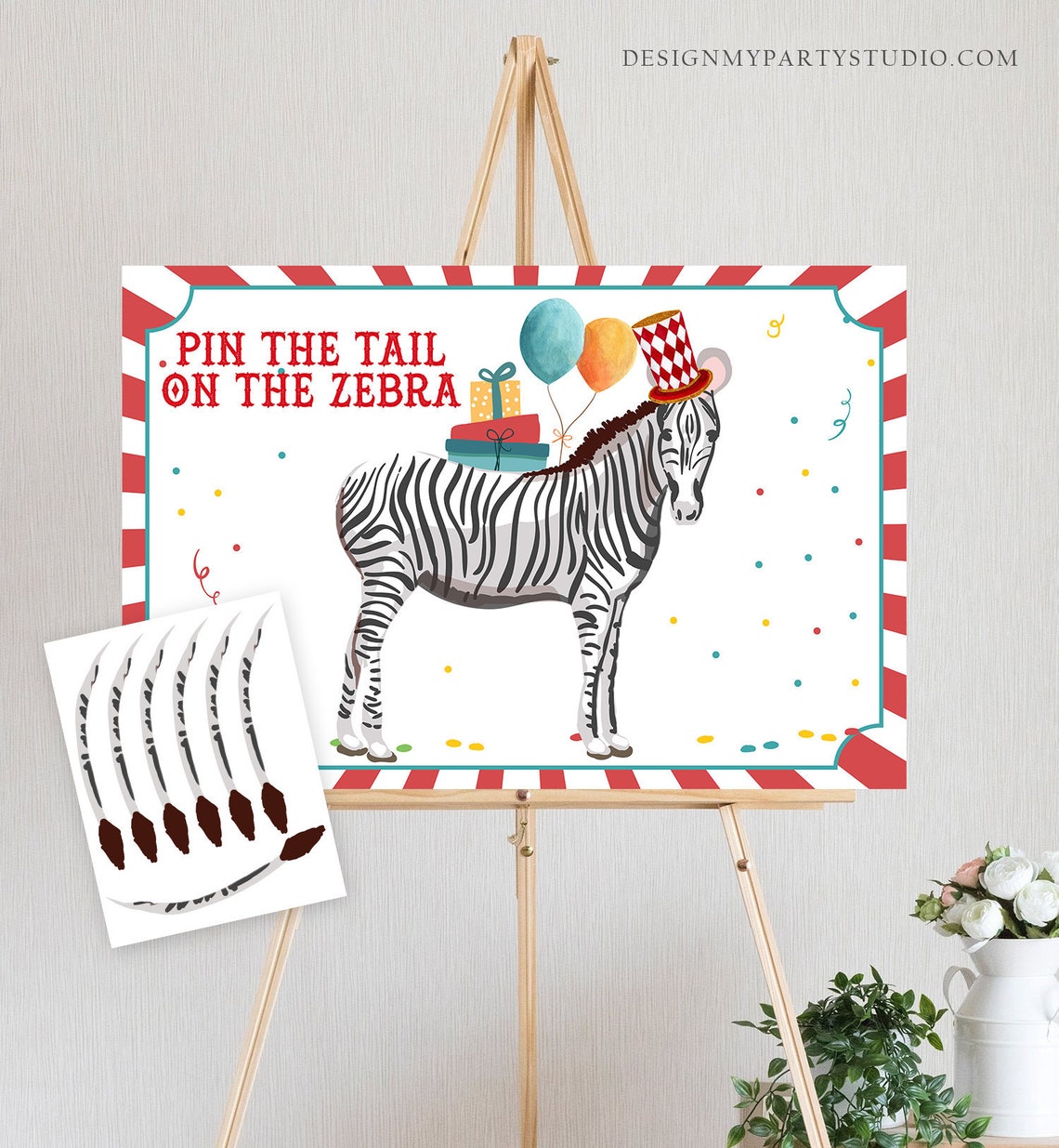 Editable Pin the Tail on the Zebra Birthday Game Circus - Etsy
