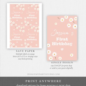 Editable Daisy Birthday Juice Pouch Labels Daisy Boho Retro Birthday ...
