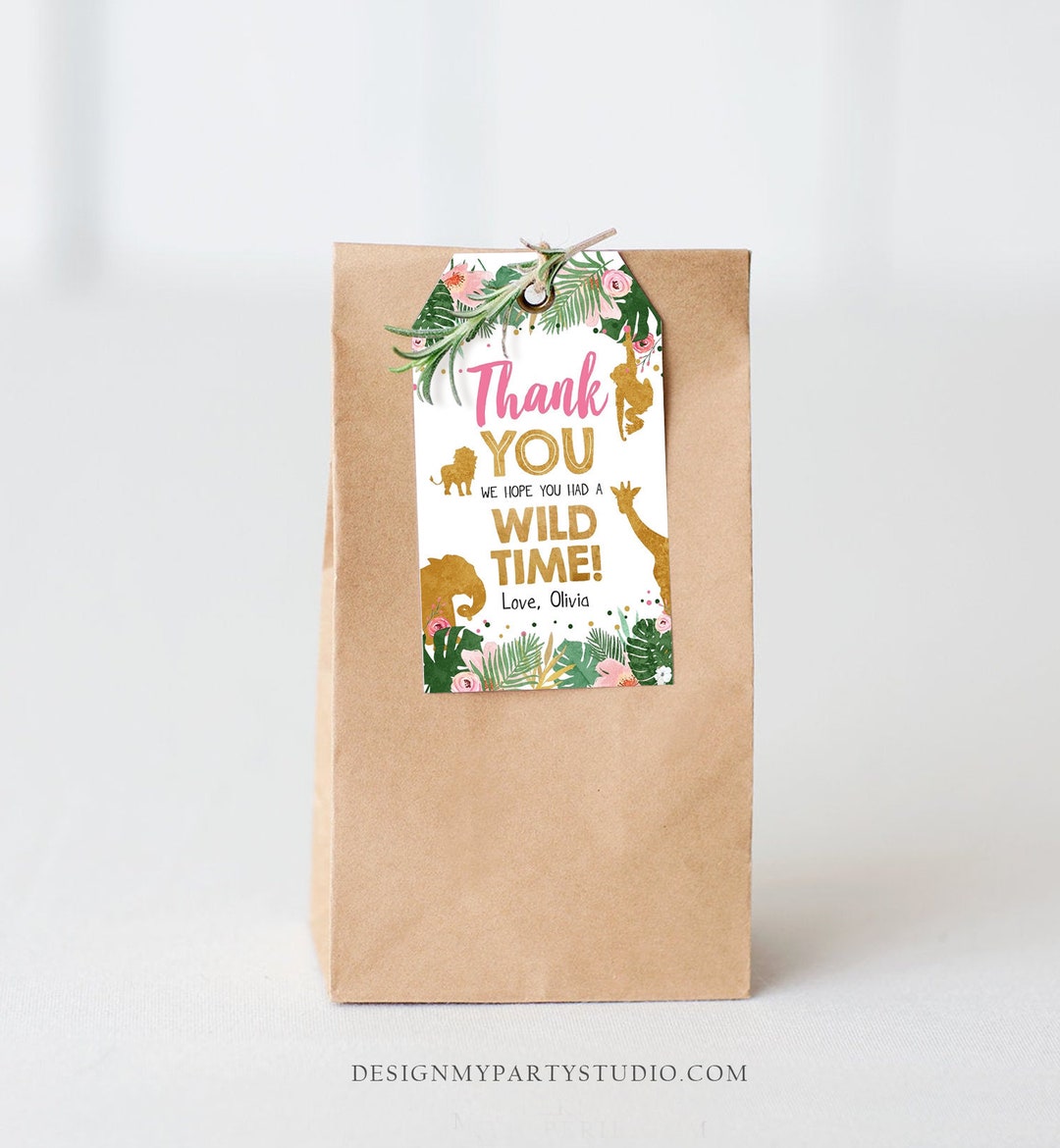 Editable Safari Animals Favor Tags Wild One Thank You Tags Wild Time ...