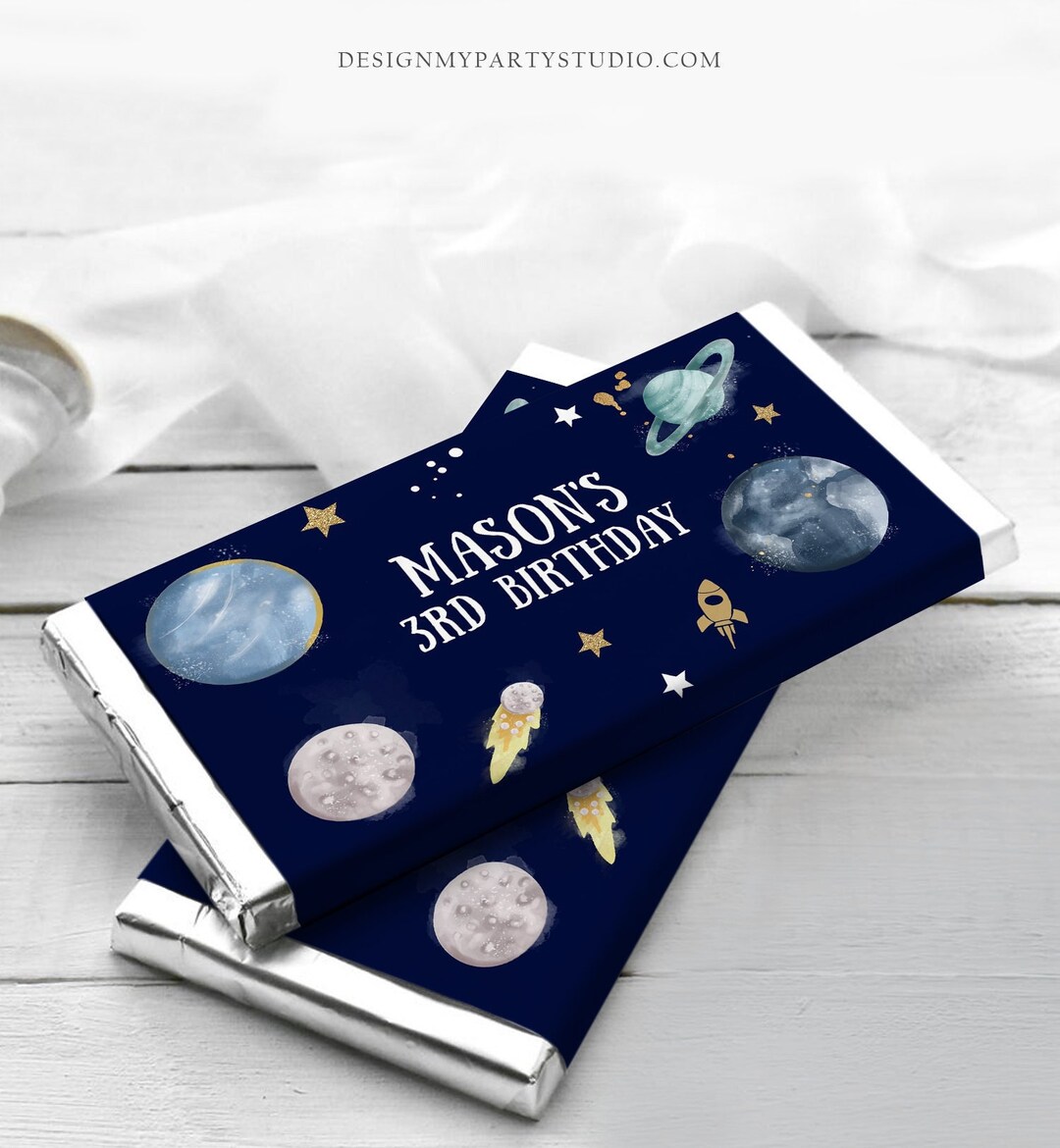 Editable Outer Space Chocolate Bar Labels Candy Bar Wrapper Planets ...
