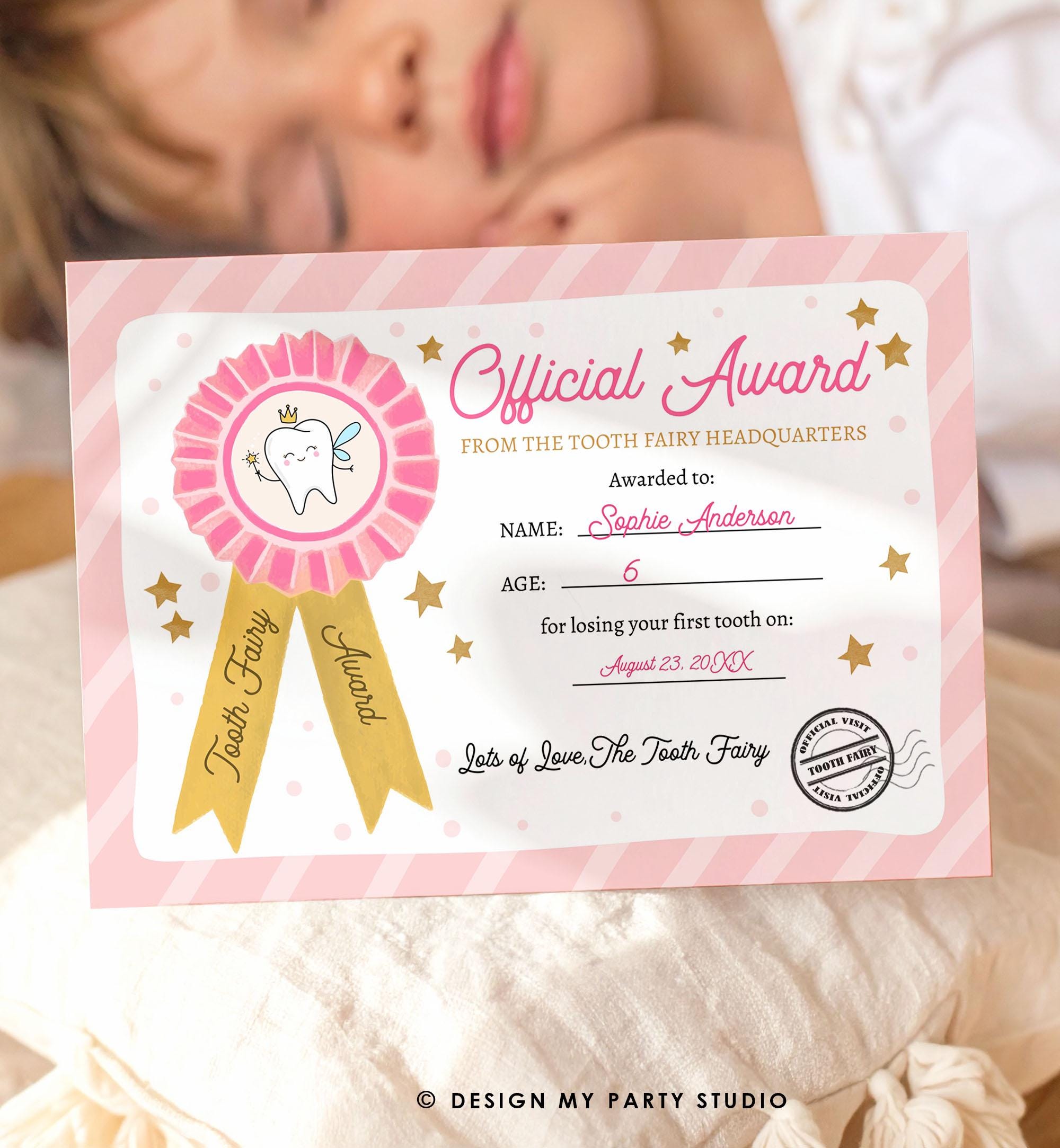 Editable Tooth Fairy Certificate Lost Tooth First Tooth Gift Fairy Note ...