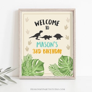 Editable Dinosaur Welcome Sign Birthday Party Table Sign Welcome Dino ...