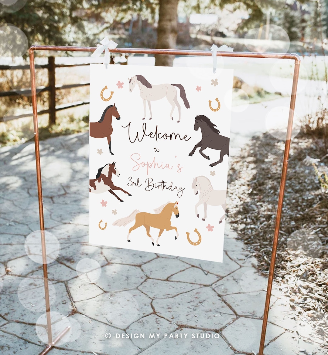 Editable Horse Birthday Welcome Sign Pony Birthday Welcome Sign Cowgirl ...