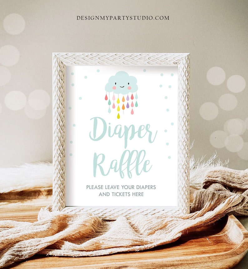Diaper Raffle Sign Cloud Baby Shower Sign Rain Drops Cloud - Etsy