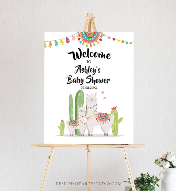 Editable Llama Welcome Sign Llama Baby Shower Welcome Baby - Etsy